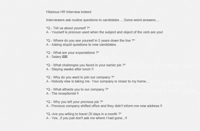 Funny interview – funny questions get even funnier replies